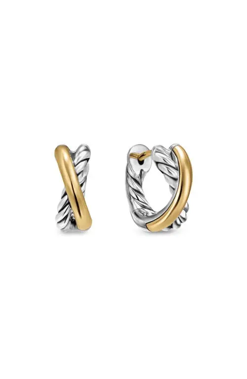 David Yurman Crossover Huggie Hoop Earrings - Sterling Silver And 18k Gold