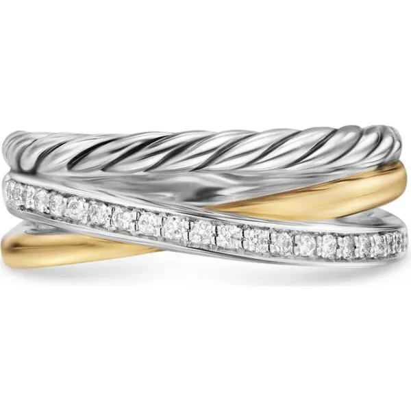 David Yurman Crossover Three-row Diamond Ring - Sterling Silver And 18k Gold