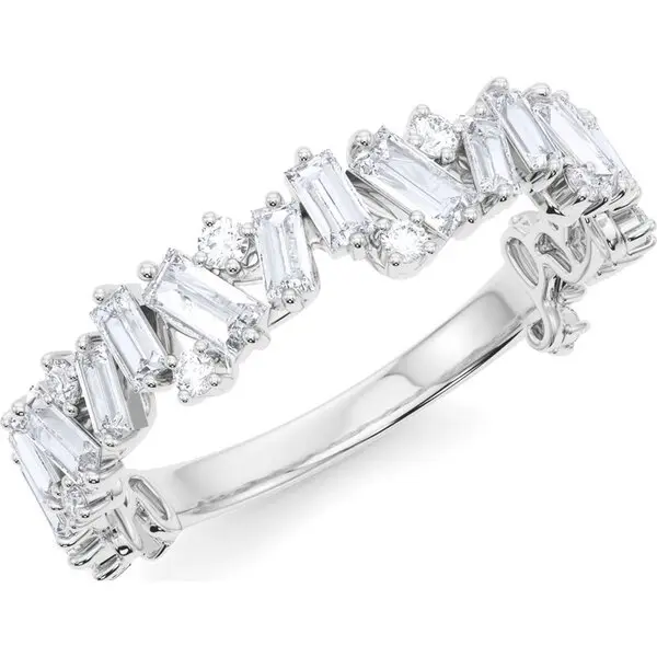 HAUTECARAT Radiant Cut Lab Grown Diamond 18k Gold Eternity Ring - 18k White Gold