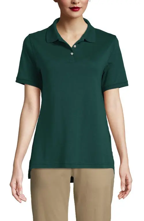 LANDS' END School Uniform Short Sleeve Interlock Polo Shirt - Evergreen