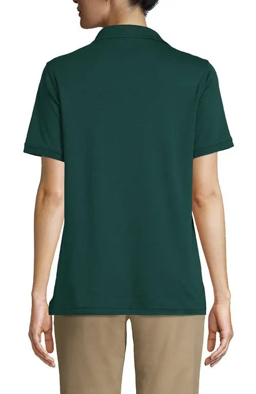 LANDS' END School Uniform Short Sleeve Interlock Polo Shirt - Evergreen