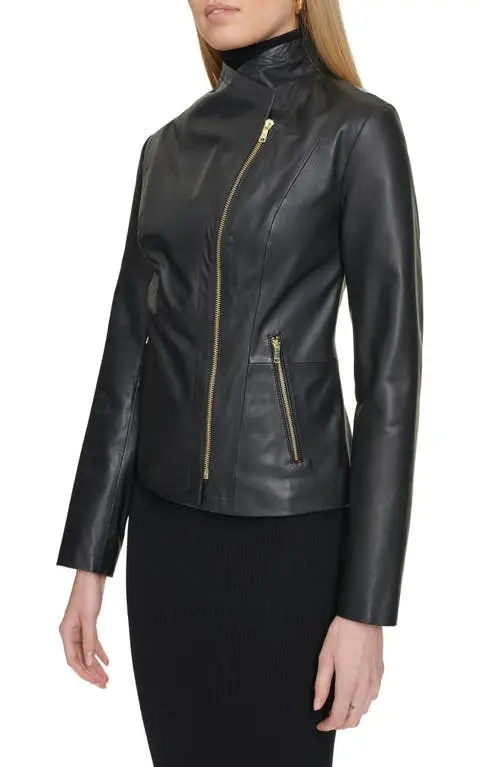 Cole Haan Leather Moto Jacket