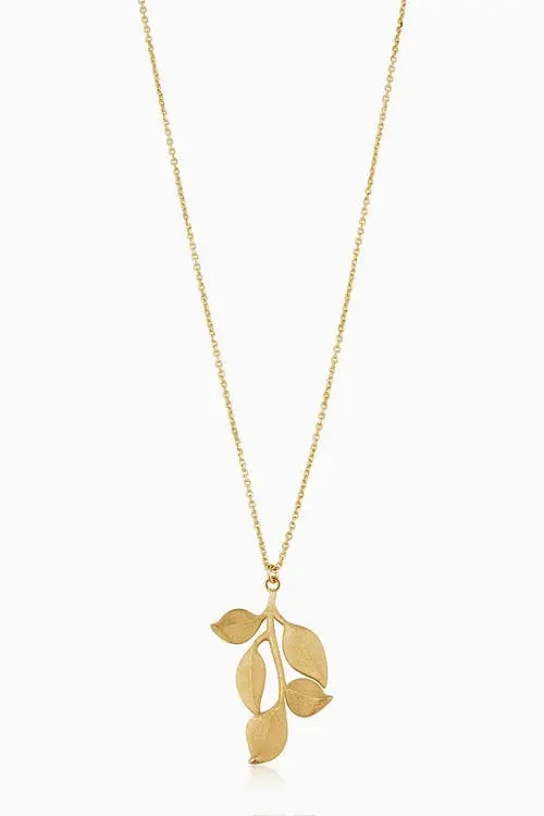 ORADINA 14k New Beginnings Leaf Pendant Necklace - Yellow Gold