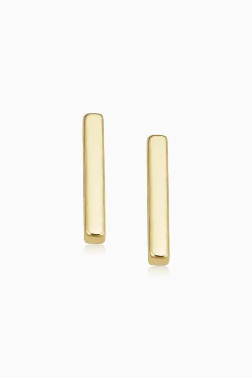ORADINA 14k Pisa Bar Studs - Yellow Gold