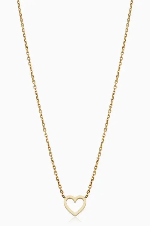 ORADINA 14k Open Heart Pendant Necklace - Yellow Gold
