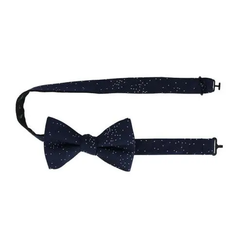 Trafalgar Mystere Metallic Polka Dot Silk Bow Tie - Navy