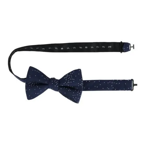 Trafalgar Mystere Metallic Polka Dot Silk Bow Tie - Navy