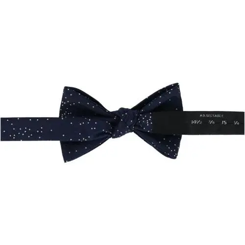 Trafalgar Mystere Metallic Polka Dot Silk Bow Tie - Navy