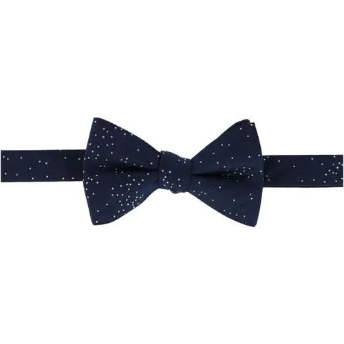 Trafalgar Mystere Metallic Polka Dot Silk Bow Tie - Navy