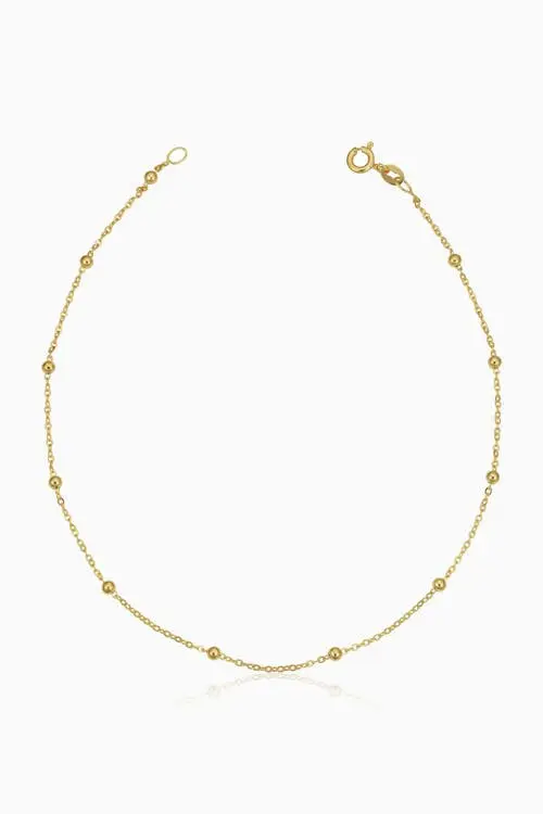 ORADINA 14k Ball Anklet - Yellow Gold