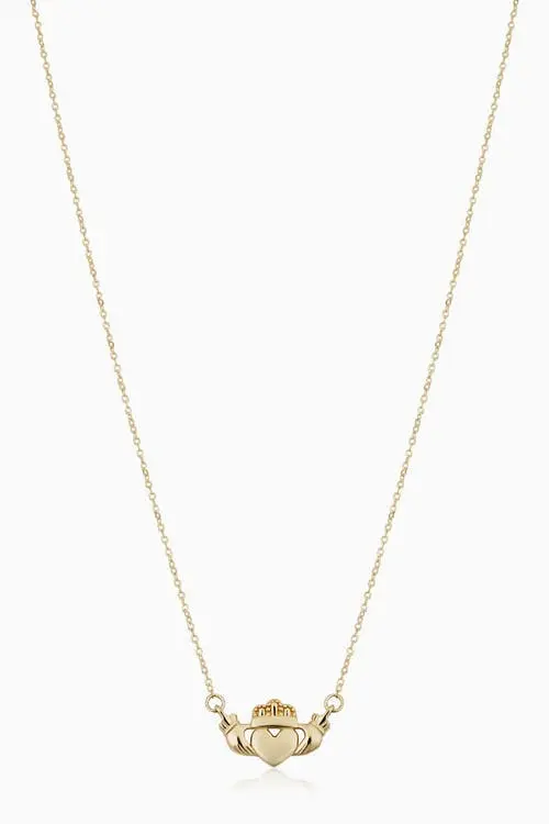 ORADINA 14k Claddagh Pendant Necklace - Yellow Gold