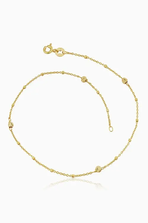 ORADINA 14k Celebration Ball Anklet - Yellow Gold