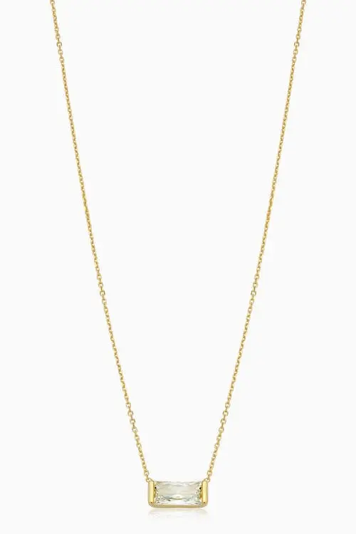 ORADINA 14k Baguette Zirconia Pendant Necklace - Yellow Gold