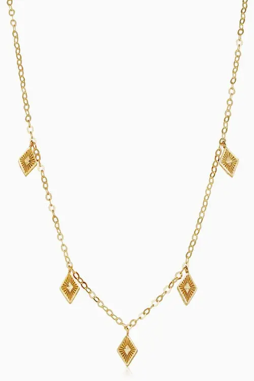 ORADINA 14k Roma Diamond Station Charm Necklace - Yellow Gold