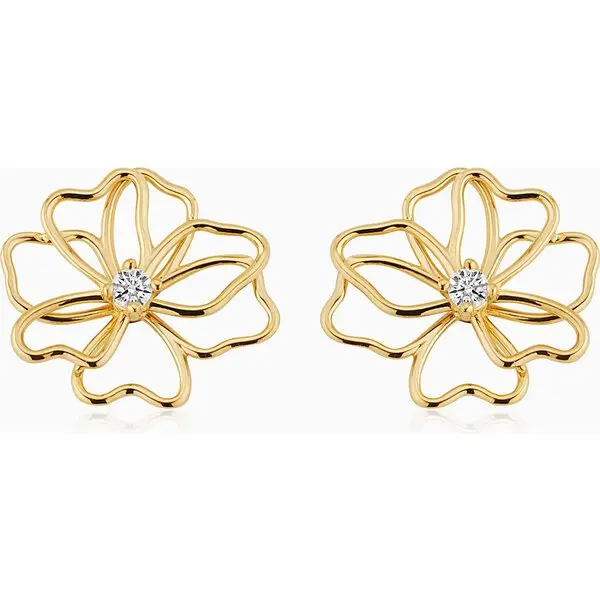 ORADINA 14k Full Bloom Stud Earrings - Yellow Gold