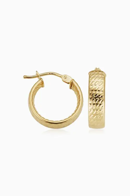 ORADINA 14k Moto Mini Hoop Earrings - Yellow Gold