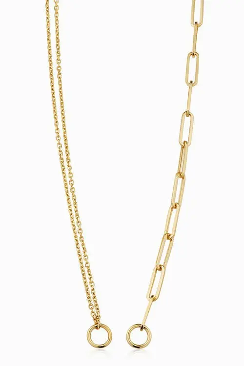 ORADINA 14k Rimini Venice Mixed Link Split Chain - Yellow Gold