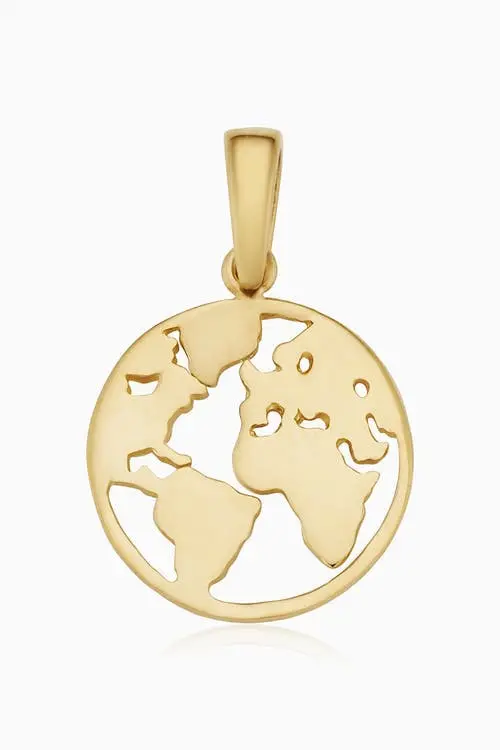 ORADINA 14k World Pendant Necklace - Yellow Gold