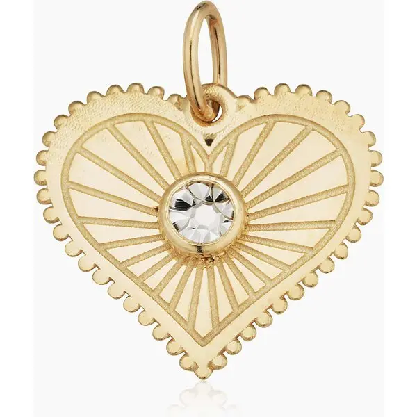 ORADINA 14k Two Tone Gold Heartburst Pendant Charm - 14k Two-tone Gold