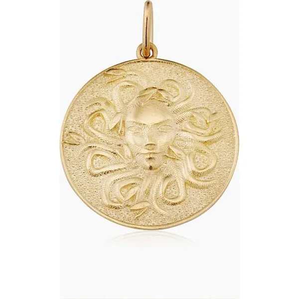 ORADINA 14k Medusa Medallion Pendant Charm - Yellow Gold