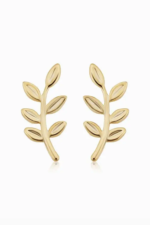 ORADINA 14k Peace And Love Stud Earrings - Yellow Gold