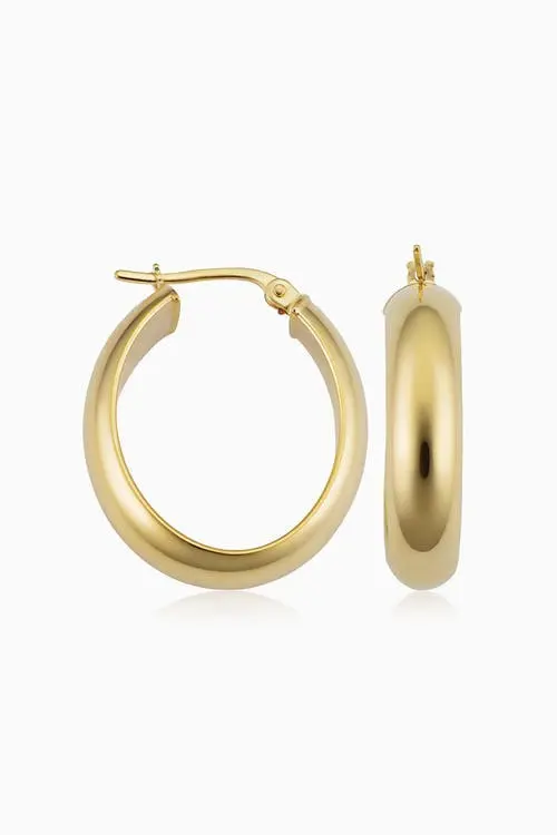 ORADINA 14k High Society Oval Hoop Earrings - Yellow Gold