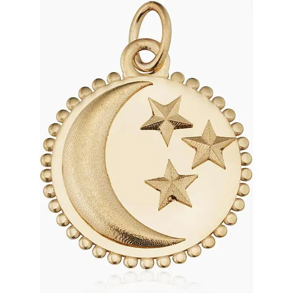 ORADINA 14k Goodnight Moon Medallion Pendant Charm - Yellow Gold