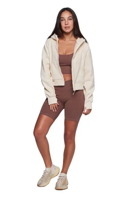 REBODY Fleece Full Zip Hoodie - Bone