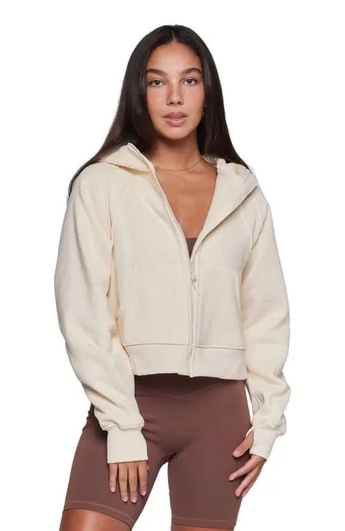 REBODY Fleece Full Zip Hoodie - Bone