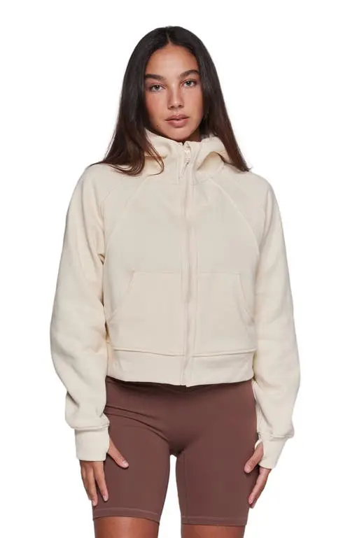 REBODY Fleece Full Zip Hoodie - Bone