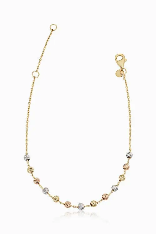 ORADINA Ball Station Bracelet - 14k Tricolor Gold