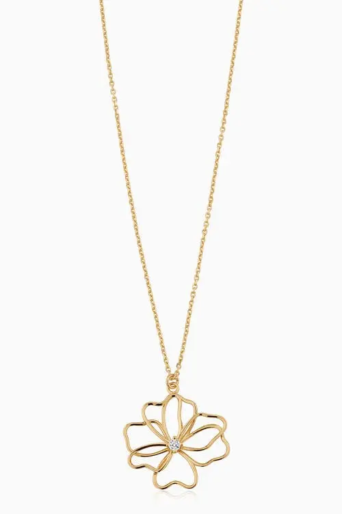 ORADINA 14k Full Bloom Pendant Necklace - Yellow Gold