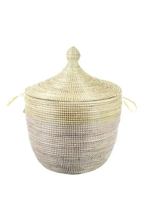 MBARE Dou Lid Storage Basket Two-tone Low Storage - Natural And White