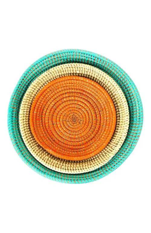 MBARE Catch-all / Planter Basketset Of 3 - Orange, Natural, Turquoise