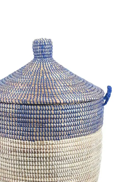 MBARE Dou Lid Storage Basket Two-tone Medium Storage - Navy And White
