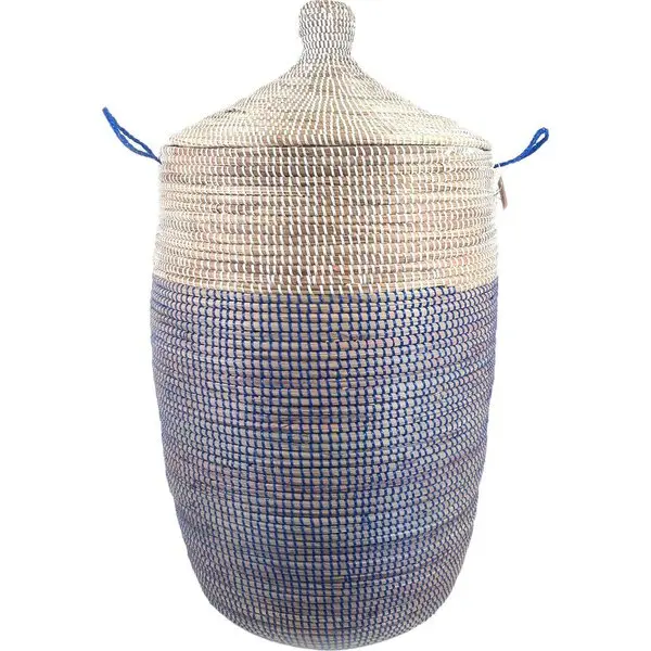 MBARE Dou Lid Storage Basket Two-tone - Navy And White