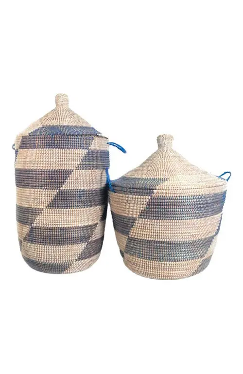 MBARE Dou Lid Storage Basket Stripe Low Storage