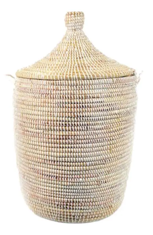MBARE Dou Lid Storage Basket Monochrome Medium Storage - White
