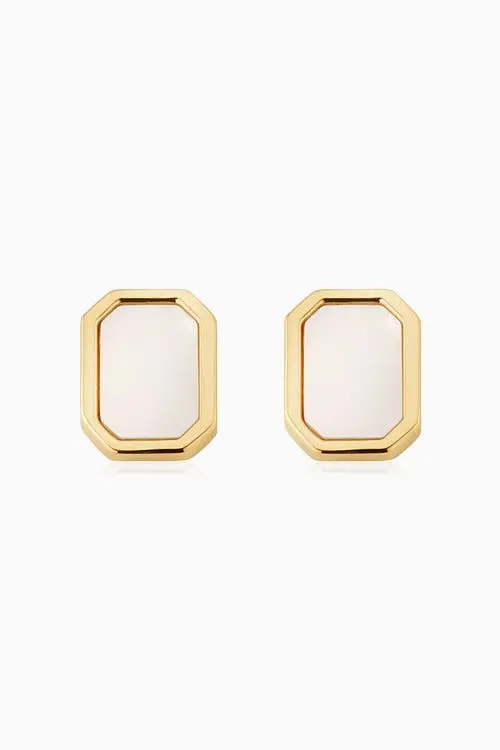 ORADINA 14k Mother Of Pearl Stud Earrings - Yellow Gold