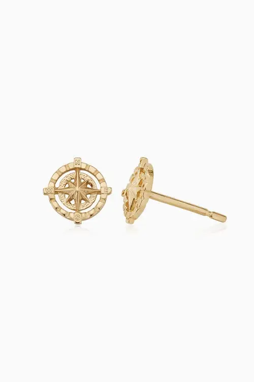 ORADINA 14k Compass Rose Stud Earrings