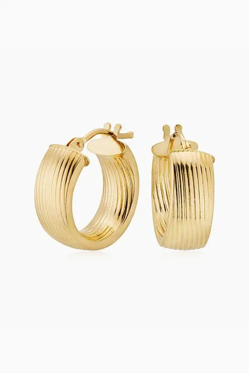 ORADINA 14k Linear Band Hoop Earrings - Yellow Gold