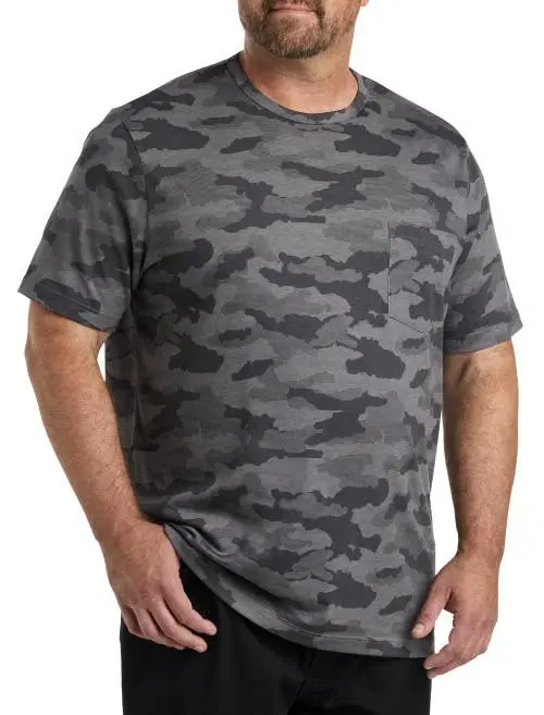 HARBOR BAY BY DXL Big & Tall Camo Print Pocket T-shirt - Grey Multi