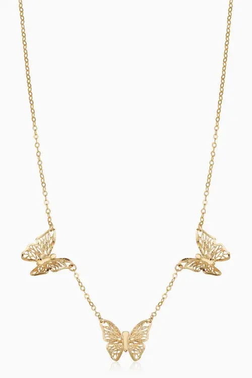 ORADINA 14k Social Butterfly Necklace - Yellow Gold