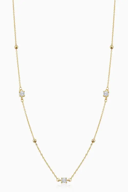 ORADINA 14k Seeing Sparks Station Necklace - Yellow Gold