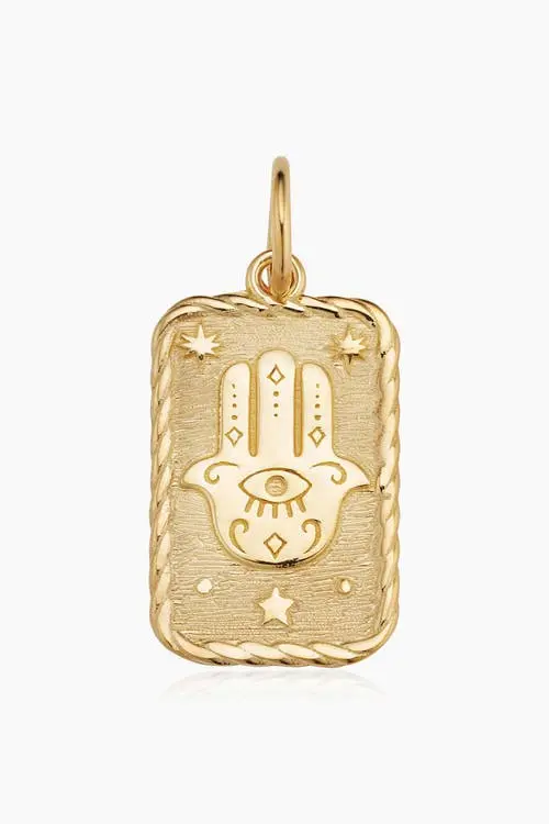 ORADINA 14k Hamsa Pendant Charm - Yellow Gold