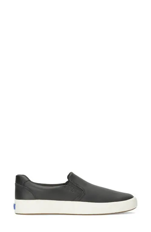 Keds® Pursuit Leather Slip-on Sneaker - Black/black