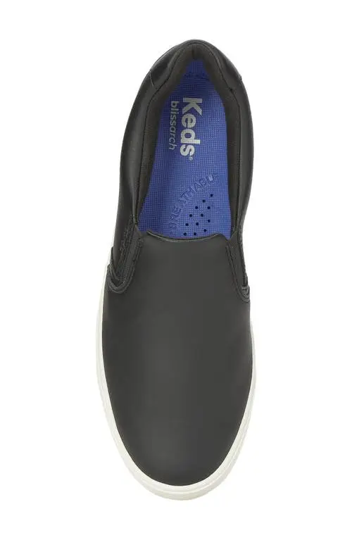 Keds® Pursuit Leather Slip-on Sneaker - Black/black