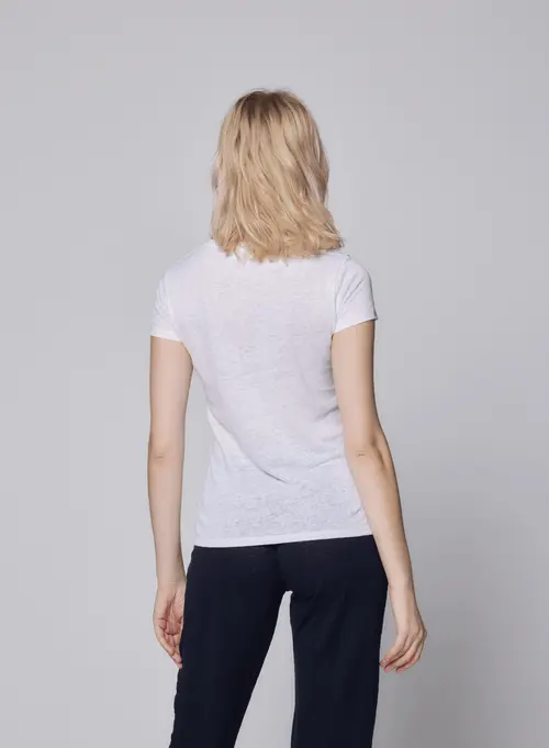Majestic Filatures Stretch Linen Crewneck T-shirt - Blanc