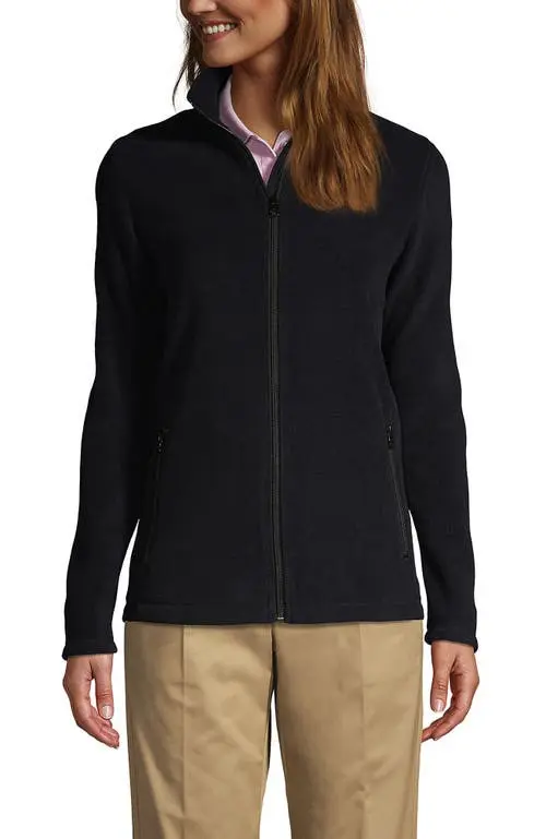 LANDS' END Full-zip Mid-weight Fleece Jacket - Black