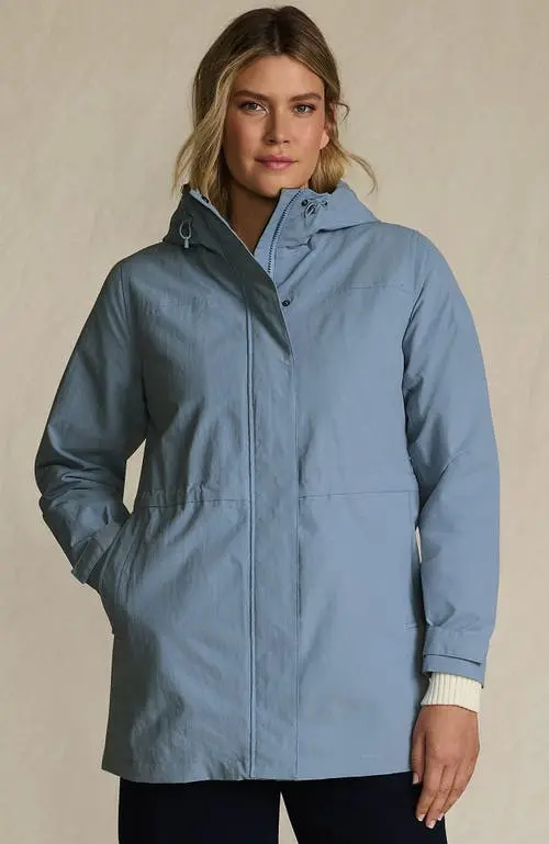 LANDS' END Squall Hooded Waterproof Raincoat - Pale Slate Blue